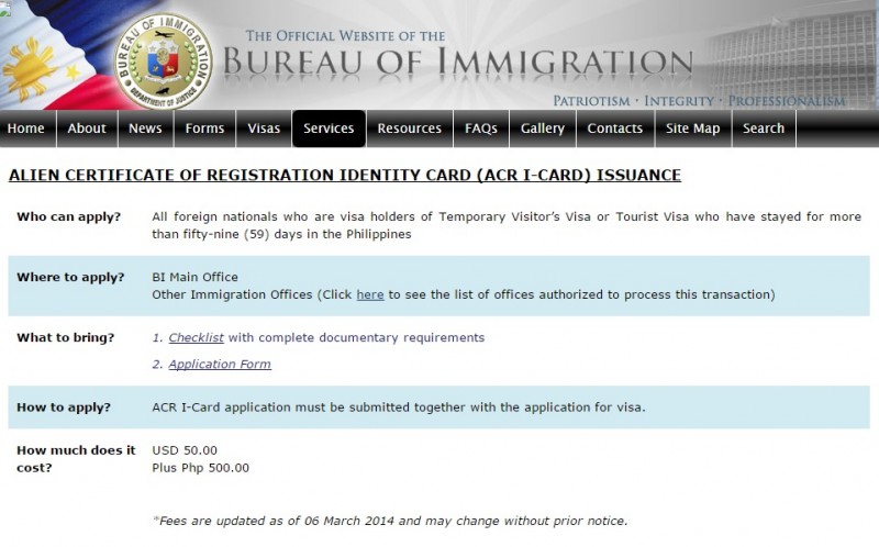 Alien Certificate of Registration – Philippines Information
