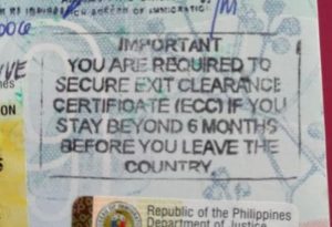 Requirements for an ECC – Exit Clearance Certificate – Philippines Information